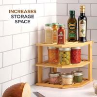 China Wooden Kitchen Plate Shelf Organizer for Cabinet Space Saving Wooden Corner Organizer for sale