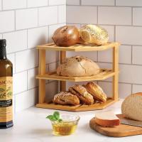 China Wooden Kitchen Plate Shelf Organizer for Cabinet Space Saving Wooden Corner Organizer for sale