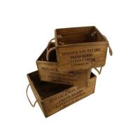 China Customizable 30*24.5*15 cm Vintage Unfinished Pine Wooden Crate Box with Laser Engrave for sale