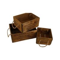 China Customizable 30*24.5*15 cm Vintage Unfinished Pine Wooden Crate Box with Laser Engrave for sale