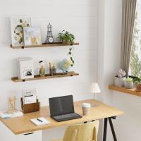 China Wall Mounted Multifunctional Wood Shelf with Metal Bracket Set of 2 Picture Ledges for sale