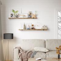 China Wall Mounted Multifunctional Wood Shelf with Metal Bracket Set of 2 Picture Ledges for sale