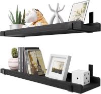 China Wall Mounted Multifunctional Wood Shelf with Metal Bracket Set of 2 Picture Ledges for sale