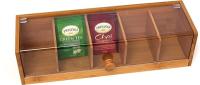 China Custom Service 14 X 5 X 3 Inch 5 Sections Bamboo Wood Acrylic Tea Box in Plain Color for sale