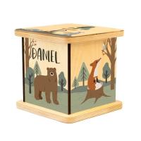 China Wooden Piggy Bank in Plain Color with Customizable Woodland Animals Design for sale