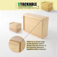 China Gift Package Set Of 2 10.2X7.3Inch Stackable Bamboo Drawer Organizer Laminated Storage Box Tray for sale