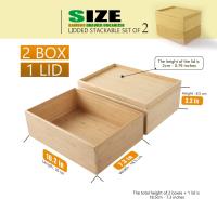 China Gift Package Set Of 2 10.2X7.3Inch Stackable Bamboo Drawer Organizer Laminated Storage Box Tray for sale