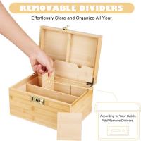China Plain Wooden Box with Removable Tray and Combination Lock Custom Smell Proof Storage for sale