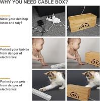 China Embossing Wooden Magnetic Large Small Bamboo Cord Organizer Cable Management Box for Home for sale