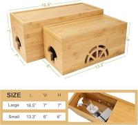 China Embossing Wooden Magnetic Large Small Bamboo Cord Organizer Cable Management Box for Home for sale