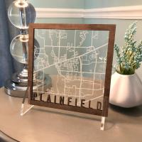 China Custom Engraved Rectangular or Square Acrylic and Wood Map for Wedding or Anniversary for sale