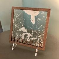 China Custom Engraved Rectangular or Square Acrylic and Wood Map for Wedding or Anniversary for sale