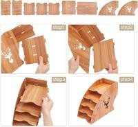 China Wooden Desktop Paper Storage File Rack 5-Layer Slot Tray For Solid Wood Invoice Banknote for sale