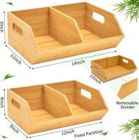 China Environmental 2 Set Bamboo Storage Bins Organizers for Kitchen Countertop Organization for sale