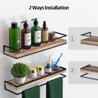 China Modern Set Of 2 Rustic Floating Shelves Wall Mounted Bedroom Storage With Wood Design for sale