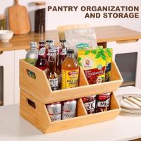 China Environmental 2 Set Bamboo Storage Bins Organizers for Kitchen Countertop Organization for sale