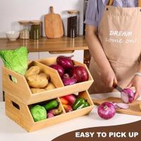 China Environmental 2 Set Bamboo Storage Bins Organizers for Kitchen Countertop Organization for sale
