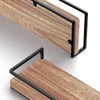 China Modern Set Of 2 Rustic Floating Shelves Wall Mounted Bedroom Storage With Wood Design for sale