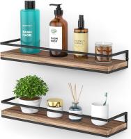China Modern Set Of 2 Rustic Floating Shelves Wall Mounted Bedroom Storage With Wood Design for sale