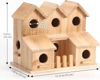 China Handmade Wooden Bird House with 8 Holes Sliding Lid Style Unfinished Birch Wood Color for sale
