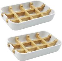 China White Bamboo Soap Holder Self-Draining for Home Shower and Bathroom Eco-Friendly for sale