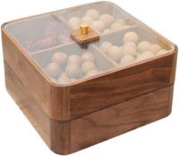 China Wooden Double Layer Fruit Plate with Transparent Cover Wooden Dried Fruit Box in Brown for sale