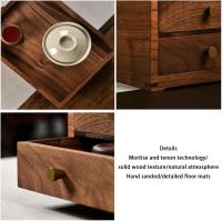 China Silk-screen Printed Wooden Desktop Storage Box with Double Layers Drawers and More for sale