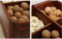 China Wooden Double Layer Fruit Plate with Transparent Cover Wooden Dried Fruit Box in Brown for sale