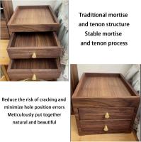 China Silk-screen Printed Wooden Desktop Storage Box with Double Layers Drawers and More for sale