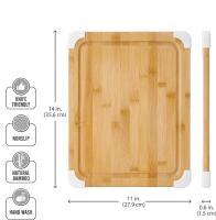 China Sustainable 11X14 Inch White Nonslip Bamboo Cutting Board With Juice Groove Wood Chopping Board for sale