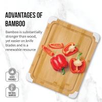 China Sustainable 11X14 Inch White Nonslip Bamboo Cutting Board With Juice Groove Wood Chopping Board for sale