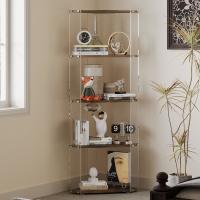 China Multipurpose Storage Bookcase with Acrylic and Wooden Corner Display Shelves for sale