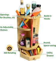 China 202407 Adjustable Shelves and Drawer Bamboo Rotating Makeup Organizer Household Items for sale