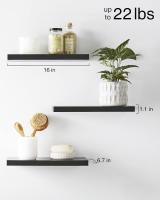 China 16In Black Mdf Floating Shelves Set Of 3 For Books Storage Room High Quantity Advantage for sale