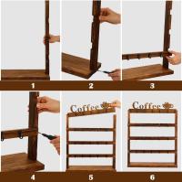China Rustic Vintage Wood Coffee Mug Storage Rack 4 Tier Wooden Counter top Cup Holder for sale