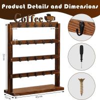 China Rustic Vintage Wood Coffee Mug Storage Rack 4 Tier Wooden Counter top Cup Holder for sale