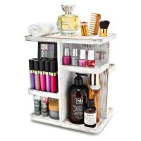 China Rotating Carousel Makeup Organizer for Cosmetics and Skin Care in Custom Rustic White Wood for sale