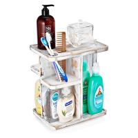 China Rotating Carousel Makeup Organizer for Cosmetics and Skin Care in Custom Rustic White Wood for sale