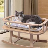 China TIMBER Wooden Cat and Small Dog Bed Portable Elevated Pet Bed Swing Chair for Relaxing for sale