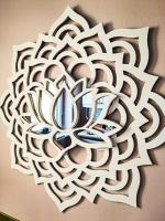 China BOHO MANDALA Wall Mirror Lotus Flower Sunburst Yoga Meditation Wooden Wall Art Decor for sale