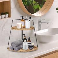China Wooden Bathroom Counter Organizer 2 Tier Corner Shelf for Storage and Organization for sale