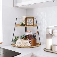 China Wooden Bathroom Counter Organizer 2 Tier Corner Shelf for Storage and Organization for sale