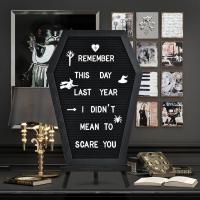 China Customized Logo Acceptable Wooden Stand Coffin Letter Board for Halloween Supplies for sale