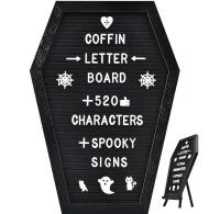 China Customized Logo Acceptable Wooden Stand Coffin Letter Board for Halloween Supplies for sale