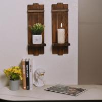 China 202406 Rustic Wooden Candle Holders Wall Hanging Candle Sconces for a Cozy Atmosphere for sale