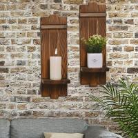 China 202406 Rustic Wooden Candle Holders Wall Hanging Candle Sconces for a Cozy Atmosphere for sale