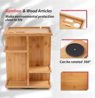 China Carved Bamboo Wood Makeup Organizer and Skincare Storage for a Clutter-Free Vanity for sale