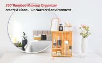 China Carved Bamboo Wood Makeup Organizer and Skincare Storage for a Clutter-Free Vanity for sale