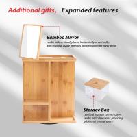 China Carved Bamboo Wood Makeup Organizer and Skincare Storage for a Clutter-Free Vanity for sale