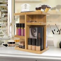 China Versatile Makeup Organizer Bamboo Wood Make Up Storage Carousel for Skin Care Load ≤5kg for sale